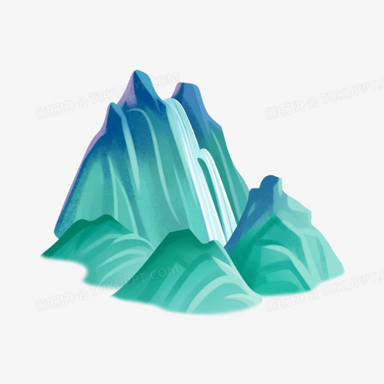 一组卡通中式青绿山水套图合集元素六PNG图片素材下载_元素PNG_熊猫办公