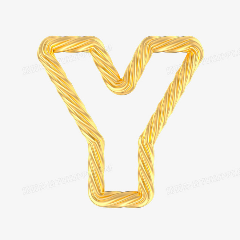 一组c4d立体金色造型英文字母模型yPNG图片素材下载_字母PNG_熊猫办公
