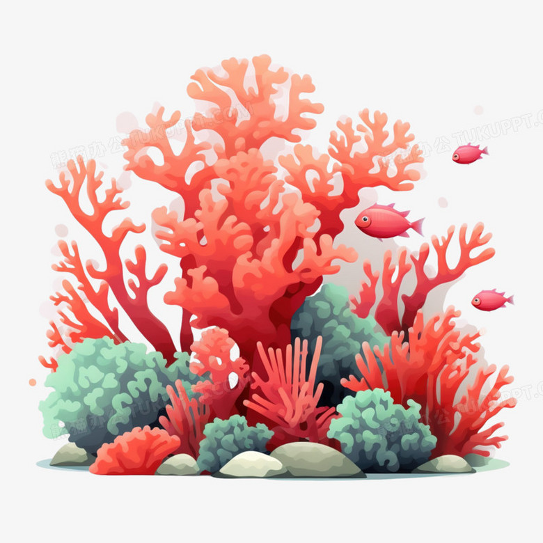 插画彩色海洋珊瑚珊瑚礁免抠PNG图片素材下载_素材PNG_熊猫办公