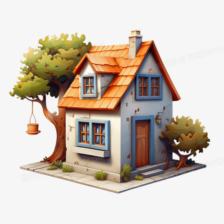 卡通小房子免抠元素PNG图片素材下载_元素PNG_熊猫办公