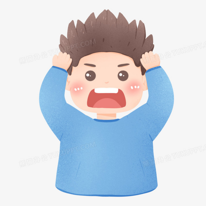 手绘男孩崩溃表情包png图片素材下载 手绘png 熊猫办公