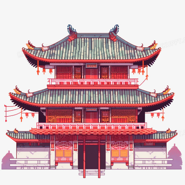 像素风中国古代建筑免抠PNG图片素材下载_中国PNG_熊猫办公