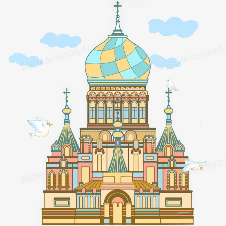 手绘圣索菲亚教堂免抠元素PNG图片素材下载_手绘PNG_熊猫办公