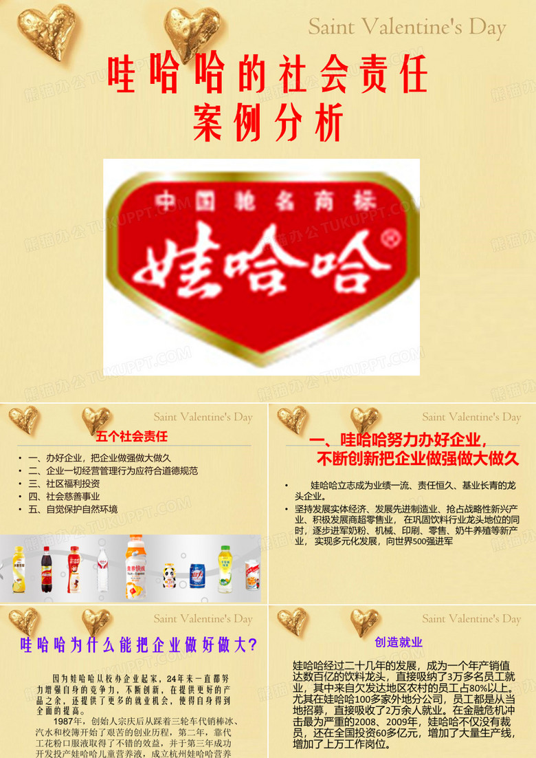 哇哈哈案例分析ppt模板下载 编号leyvbagd 熊猫办公