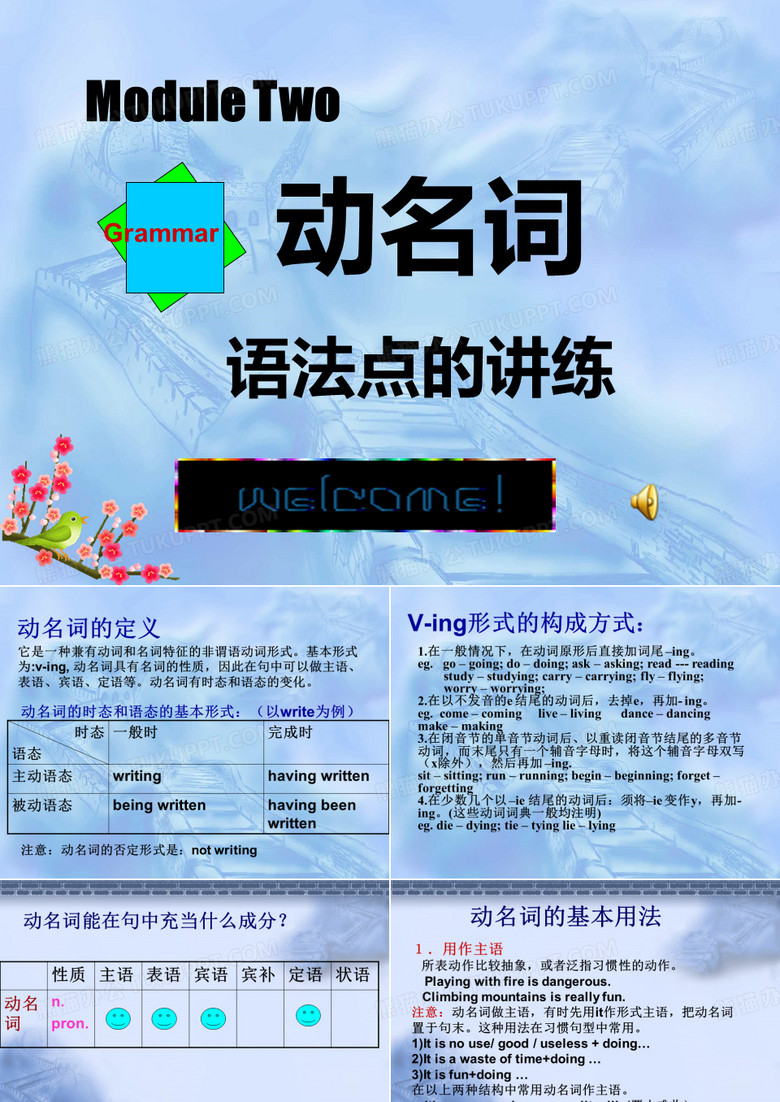 动名词的用法ppt模板下载编号lpmdxzxw熊猫办公