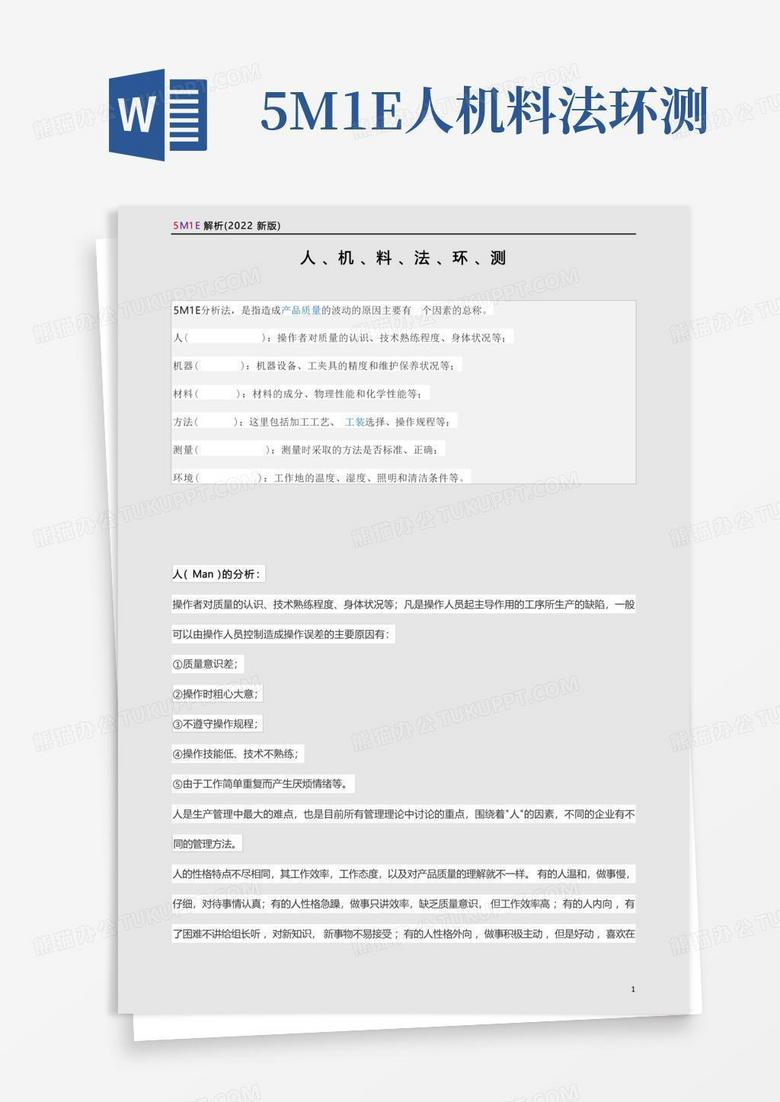 5m1e人机料法环测Word模板下载_编号lkdwydga_熊猫办公