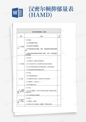 hamilton汉密尔顿抑郁量表(hamd)(24项版)Word模板下载_编号qywpxypx_熊猫办公