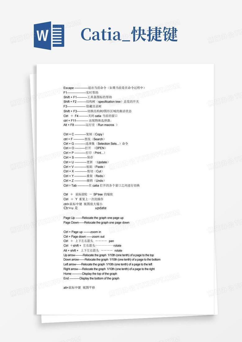 catia_快捷键Word模板下载_编号qandxdnm_熊猫办公