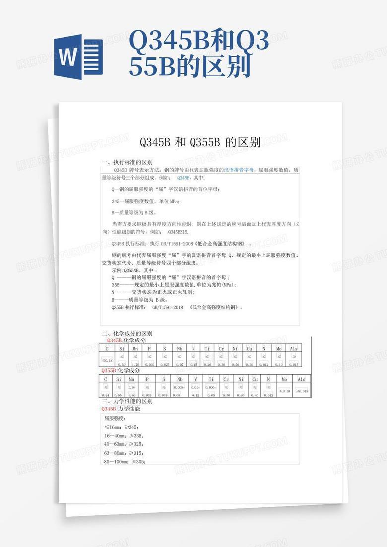 q345b和q355b的区别Word模板下载_编号lywygrrx_熊猫办公
