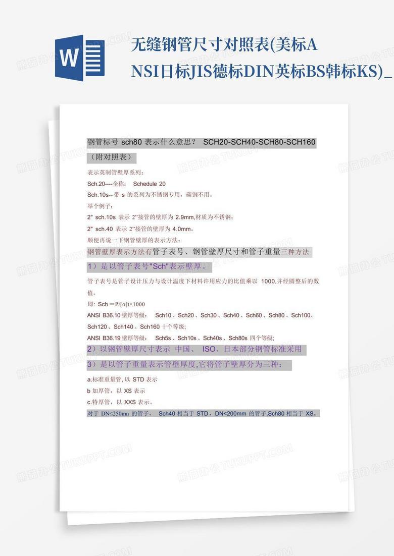 无缝钢管尺寸对照表(美标ansi-日标jis-德标din-英标bs-韩标ks)_...Word模板下载_编号lanrgvax_熊猫办公