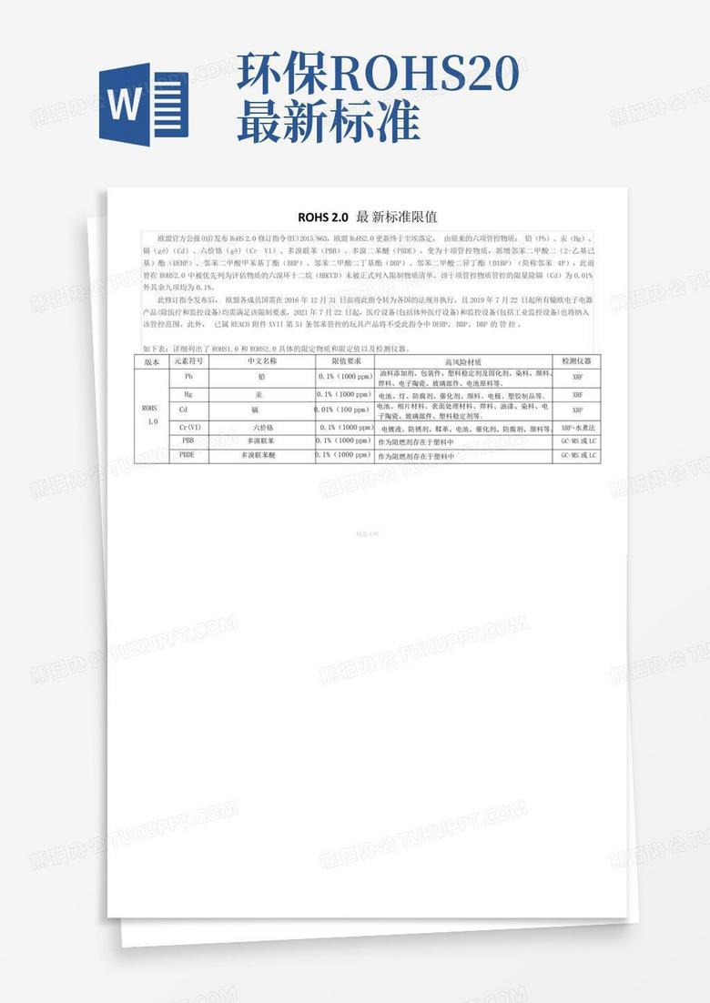 环保rohs-2.0最新标准Word模板下载_编号lzwnypbp_熊猫办公
