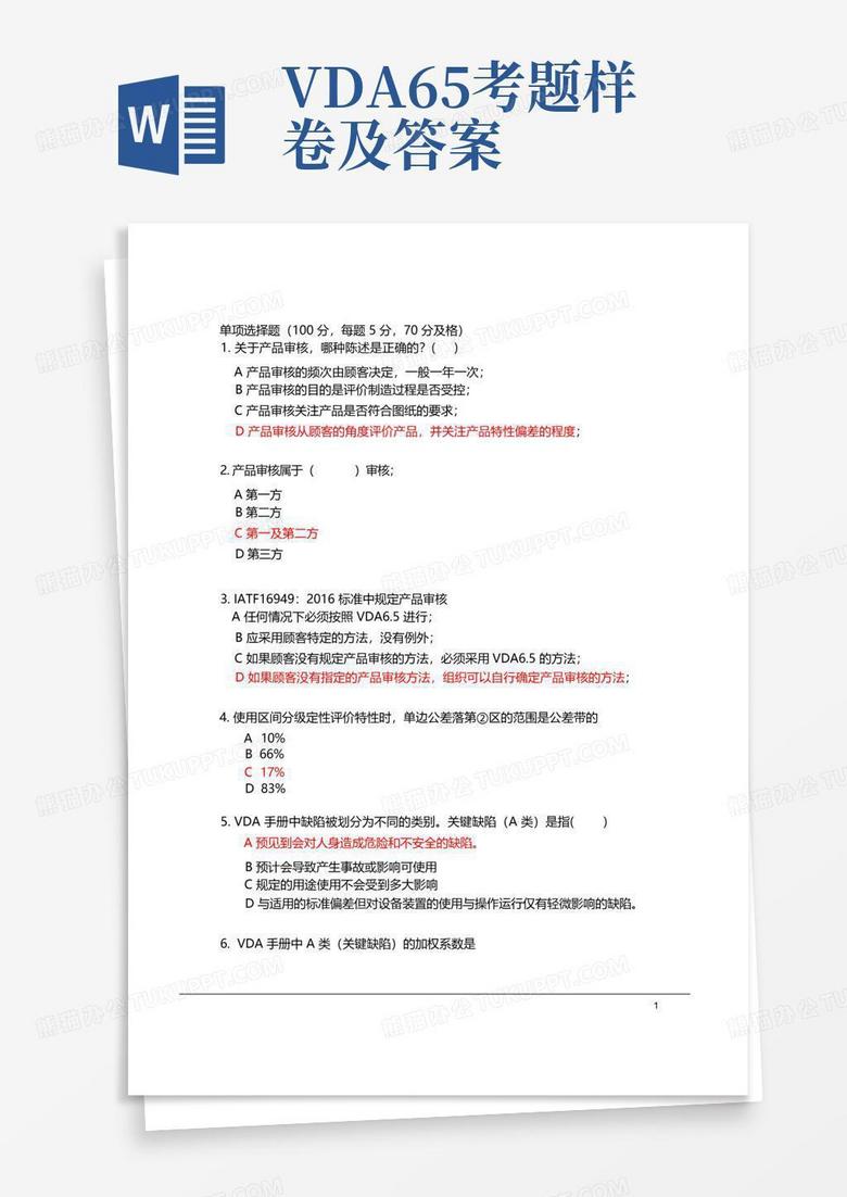 vda6.5考题样卷及答案Word模板下载_编号lvgjbvaw_熊猫办公