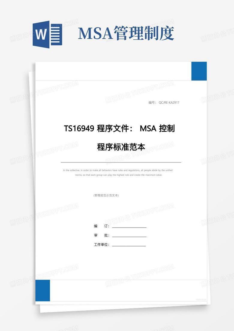 ts16949程序文件：msa控制程序标准范本Word模板下载_编号lgbvgedq_熊猫办公