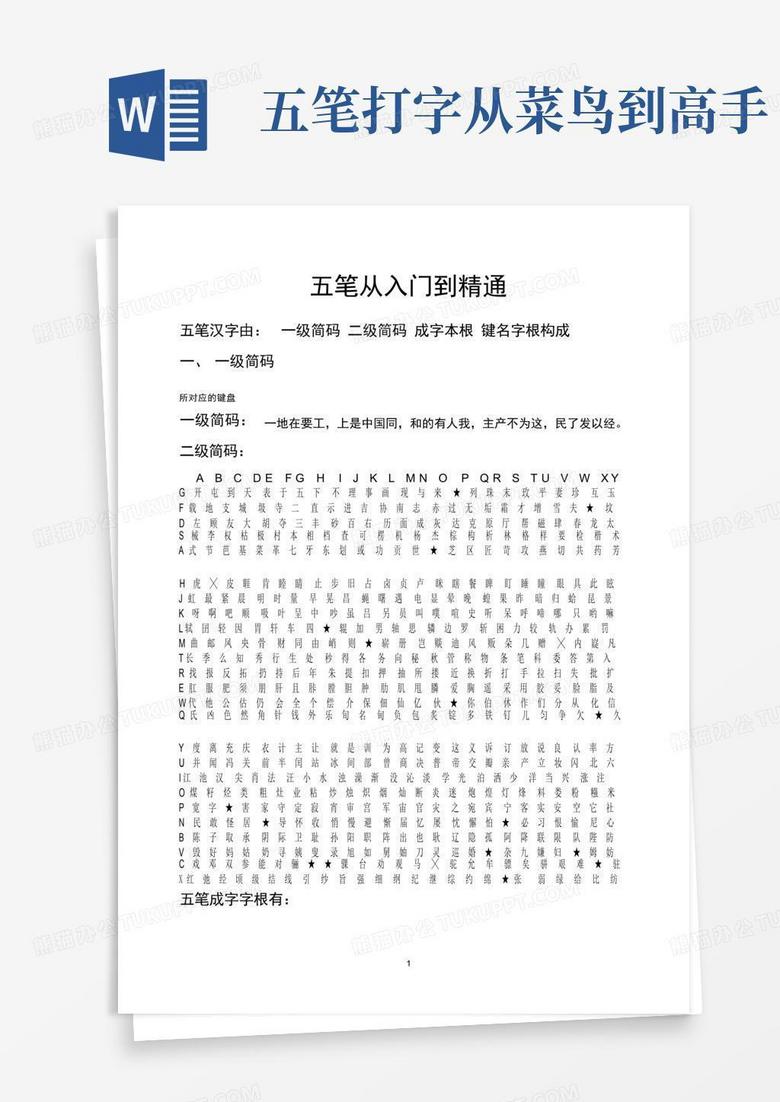 五笔打字从菜鸟到高手 Word模板下载编号lzwzejdj熊猫办公 