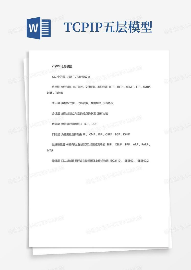 tcpip五层模型Word模板下载_编号qgdgpgkk_熊猫办公