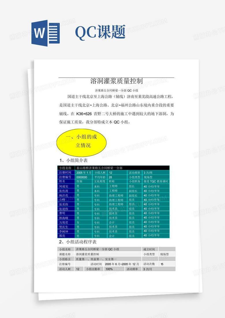 qc课题Word模板下载_编号lwjkxjpr_熊猫办公