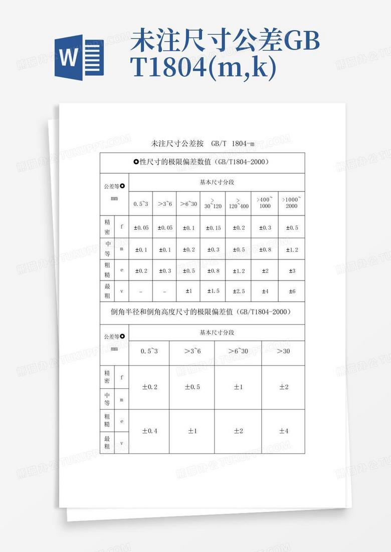未注尺寸公差gbt1804(m,k)Word模板下载_编号qoorrnbo_熊猫办公