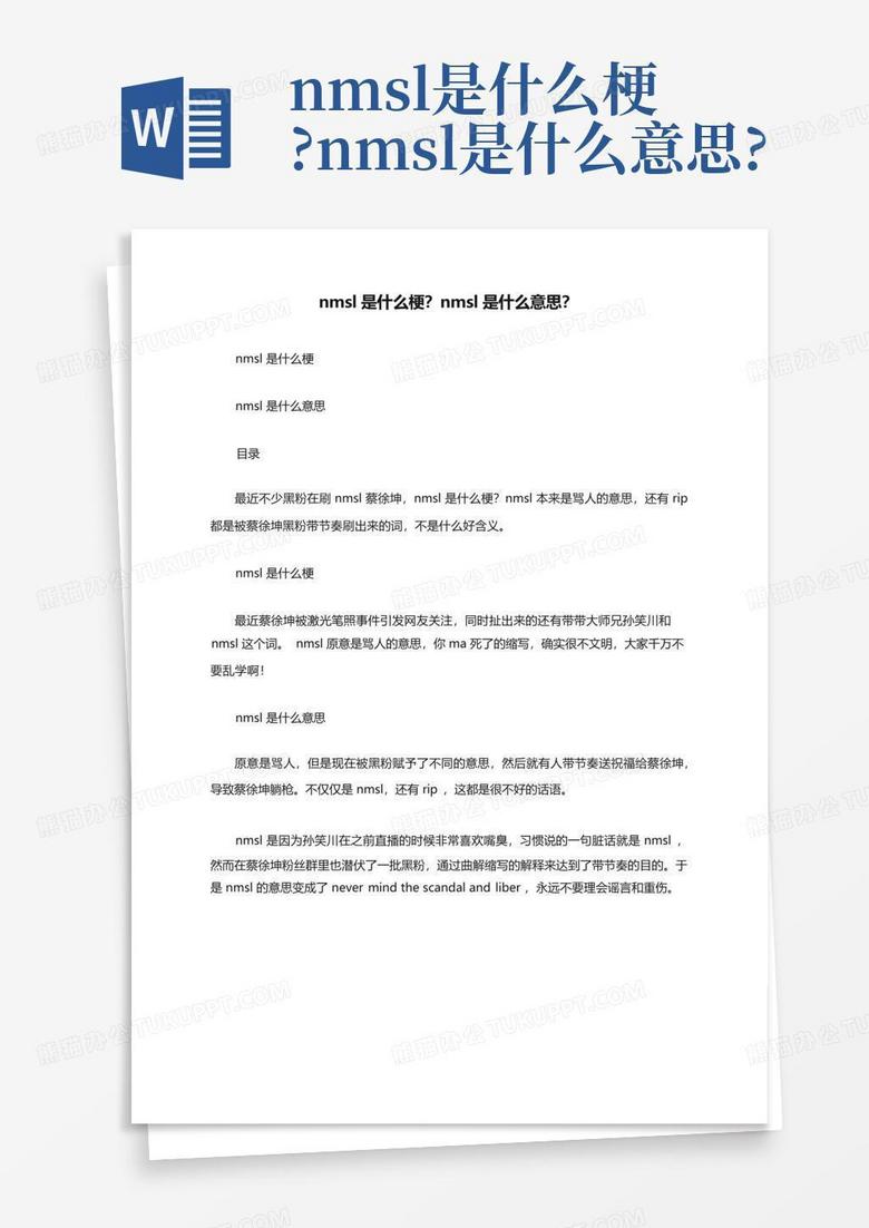 nmsl是什么梗?nmsl是什么意思?Word模板下载_编号lobjvdeg_熊猫办公