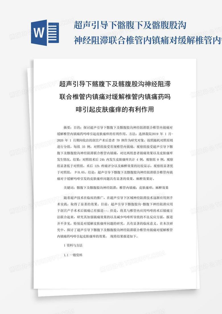 超声引导下髂腹下及髂腹股沟神经阻滞联合椎管内镇痛对缓解椎管内镇痛药...Word模板下载_编号qrbwknko_熊猫办公