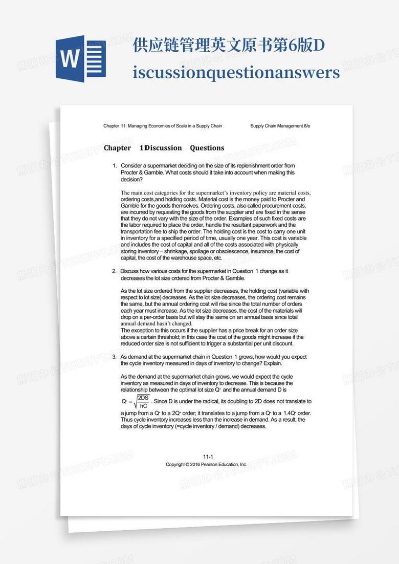 供应链管理英文原书第6版discussionquestionanswersWord模板下载_编号qrbwxxjd_熊猫办公