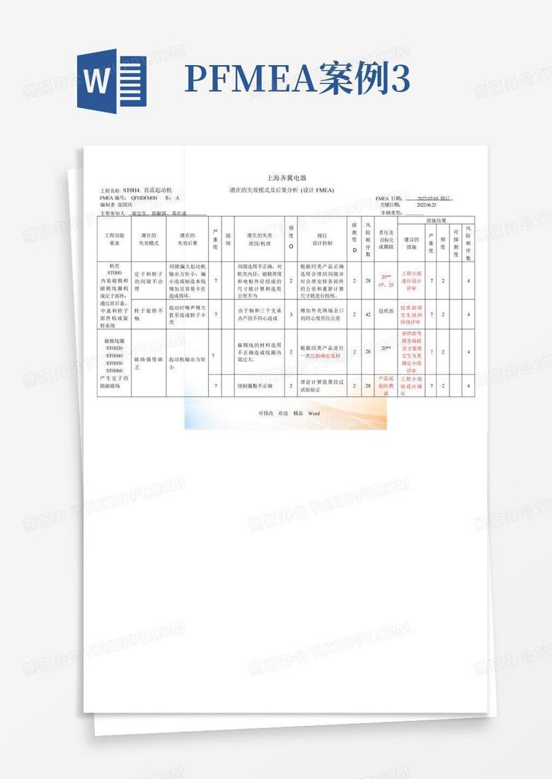 pfmea案例3Word模板下载_编号laaanrog_熊猫办公