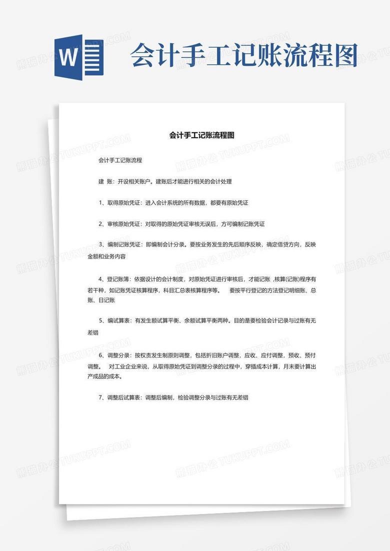 会计手工记账流程图word模板下载编号lkaxykjg熊猫办公