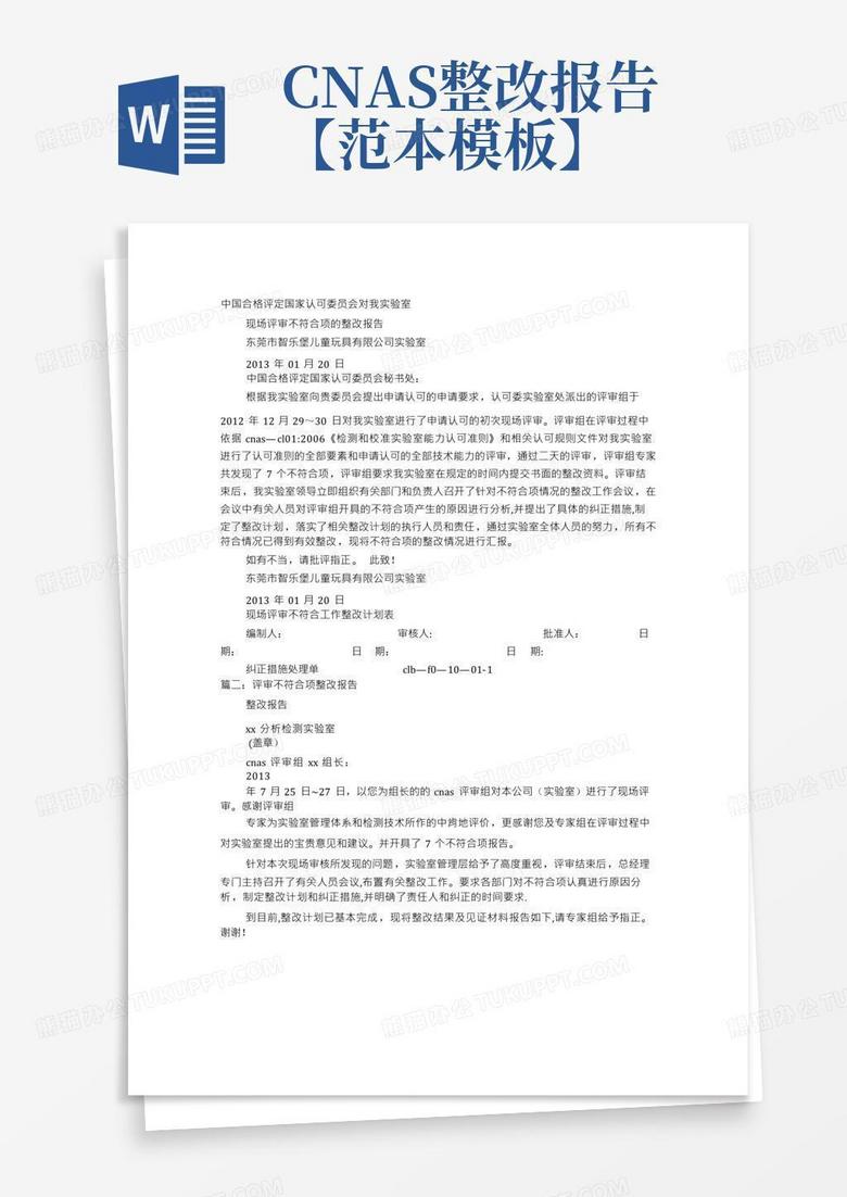 cnas整改报告【范本】Word模板下载_编号qnmmprdj_熊猫办公