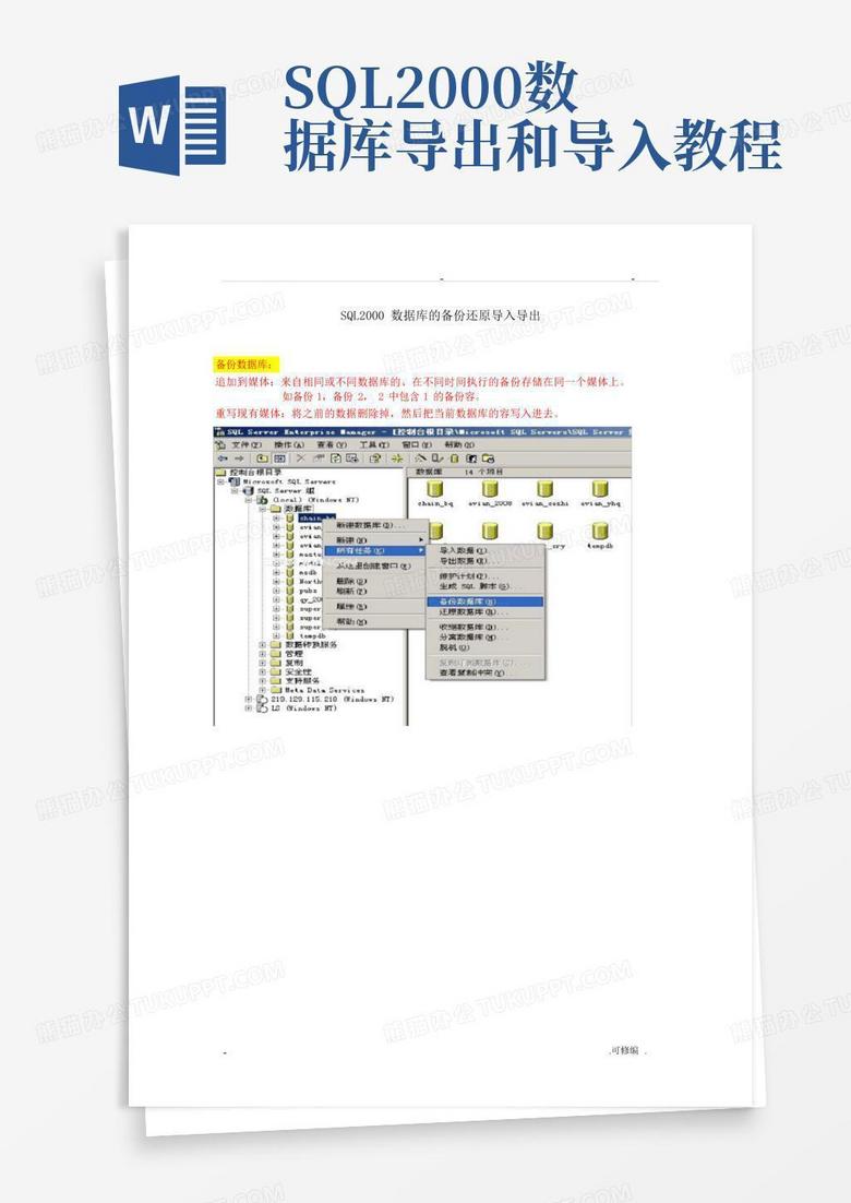 sql2000数据库导出和导入教程Word模板下载_编号qrevdvrg_熊猫办公