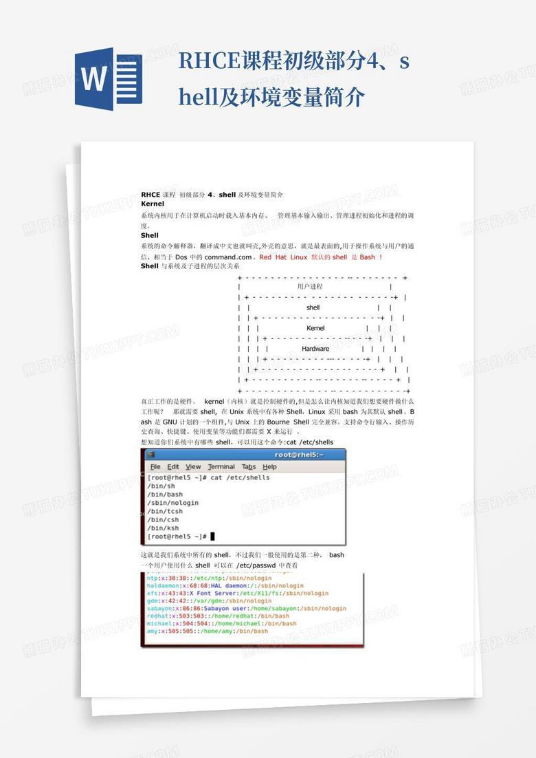 rhce课程-初级部分4、shell及环境变量简介Word模板下载_编号lgegjdej_熊猫办公