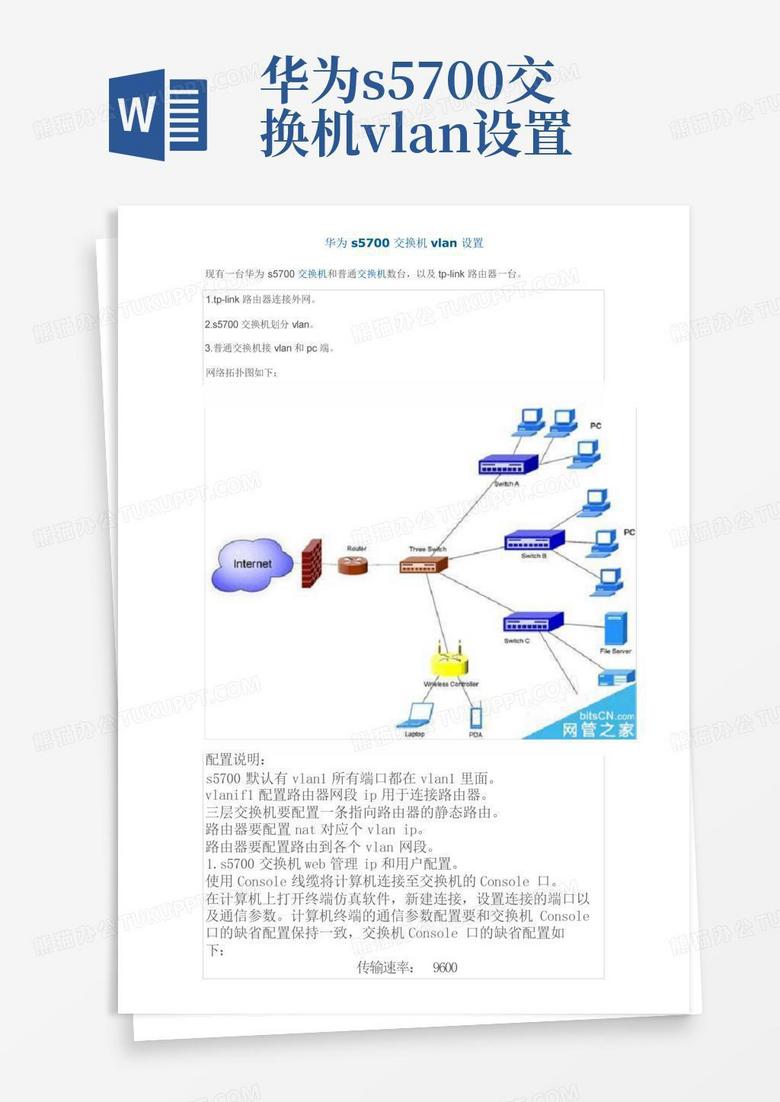 华为s5700交换机vlan设置Word模板下载_编号qbbgjmon_熊猫办公