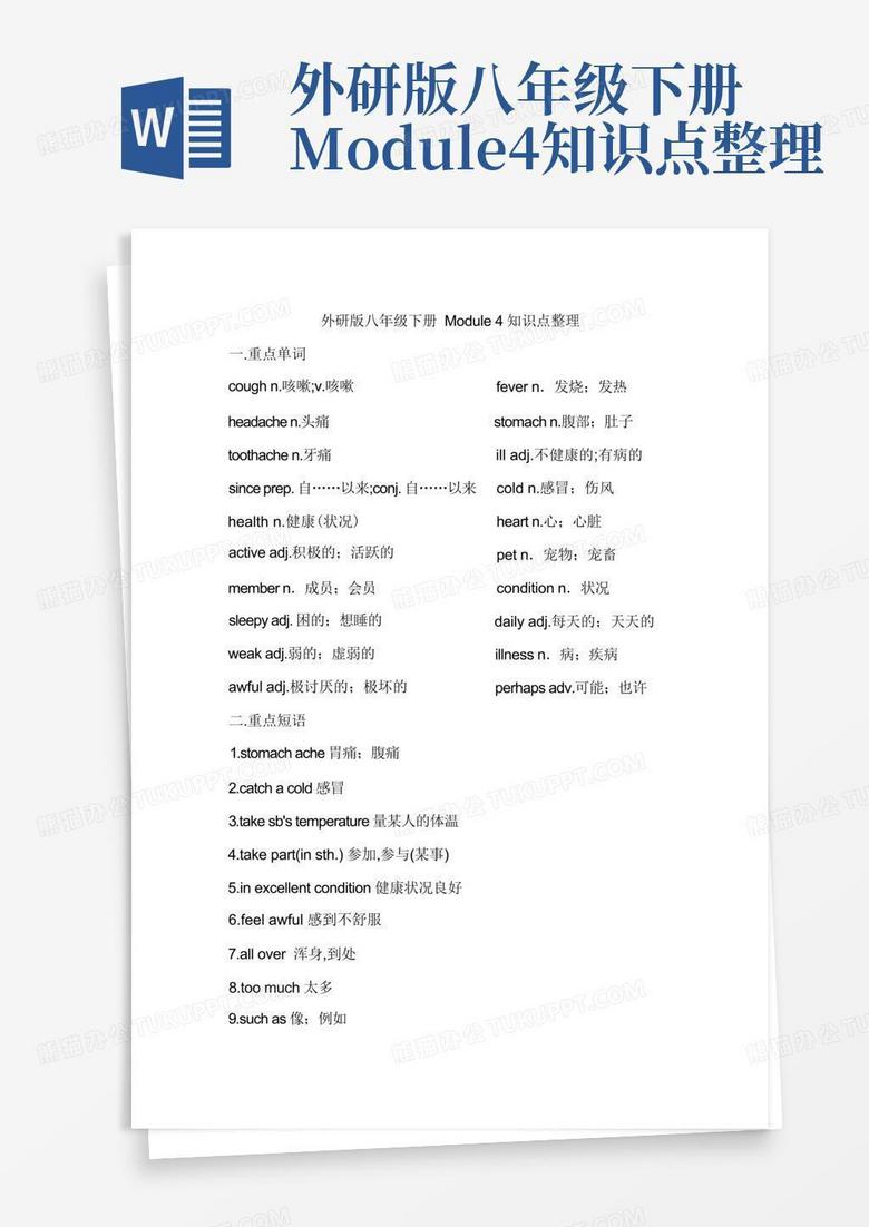 外研版八年级下册module4知识点整理Word模板下载_编号lgejbxyv_熊猫办公
