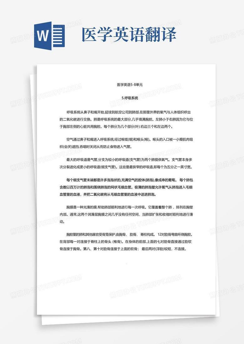 医学英语翻译word模板下载编号qzxjnxgk熊猫办公