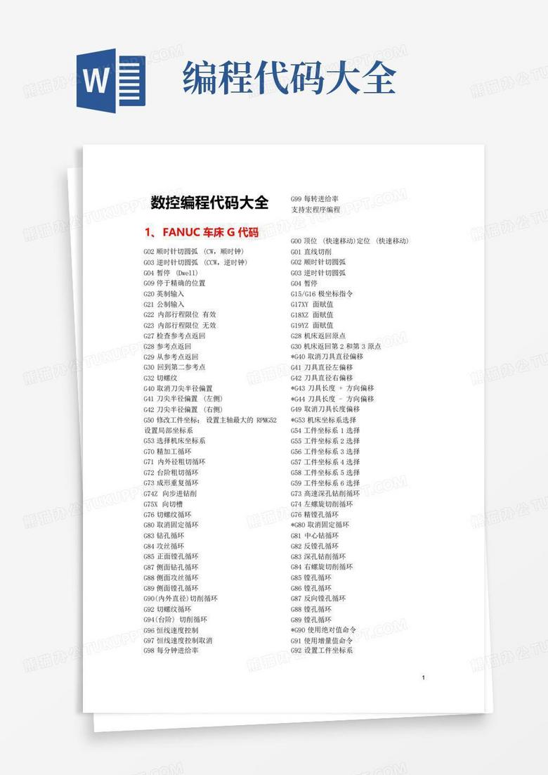编程代码大全word模板下载编号qapvykrg熊猫办公