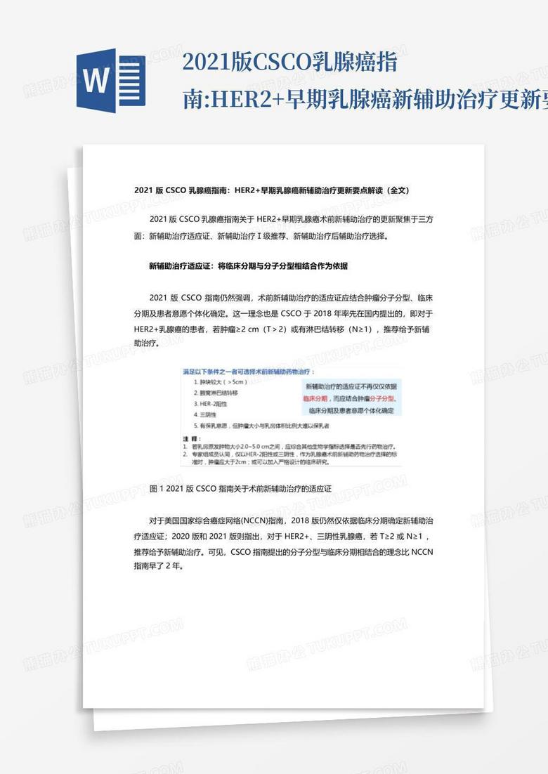2021版csco乳腺癌指南:her2+早期乳腺癌新辅助治疗更新要点解读(全文Word模板下载_编号qvydjdjk_熊猫办公