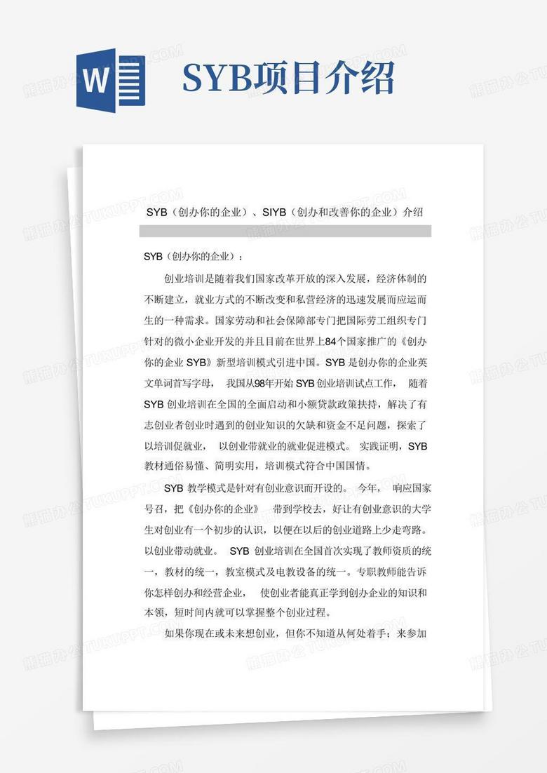 syb项目介绍Word模板下载_编号qbemkbgb_熊猫办公