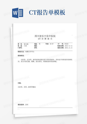 ct报告Word模板_ct报告Word模板下载_熊猫办公