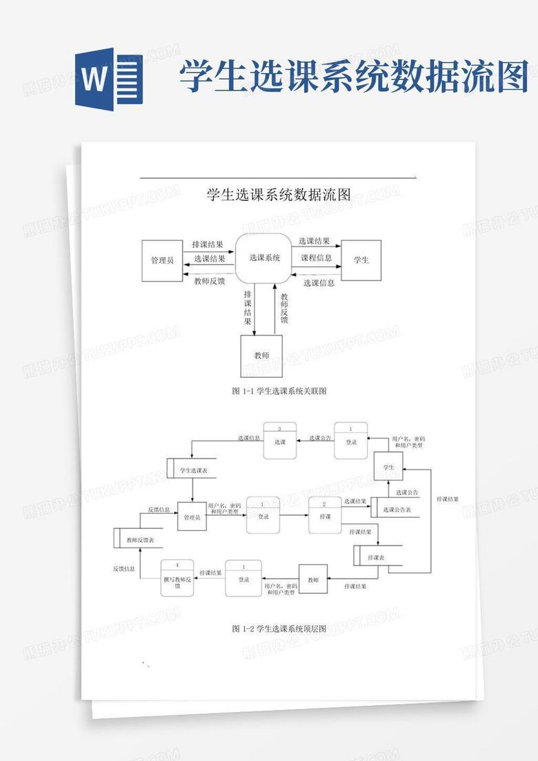 学生选课系统数据流图Word模板下载_编号qnnbmrow_熊猫办公