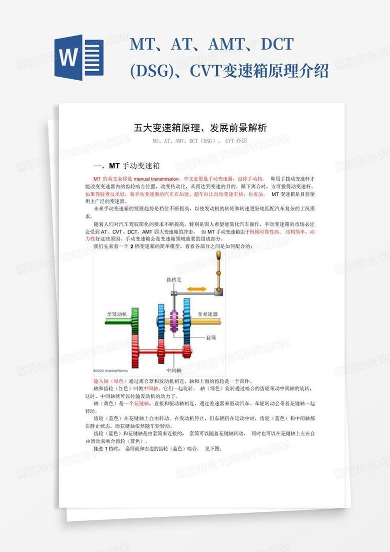 mt、at、amt、dct(dsg)、cvt变速箱原理介绍Word模板下载_编号qxrwkpav_熊猫办公