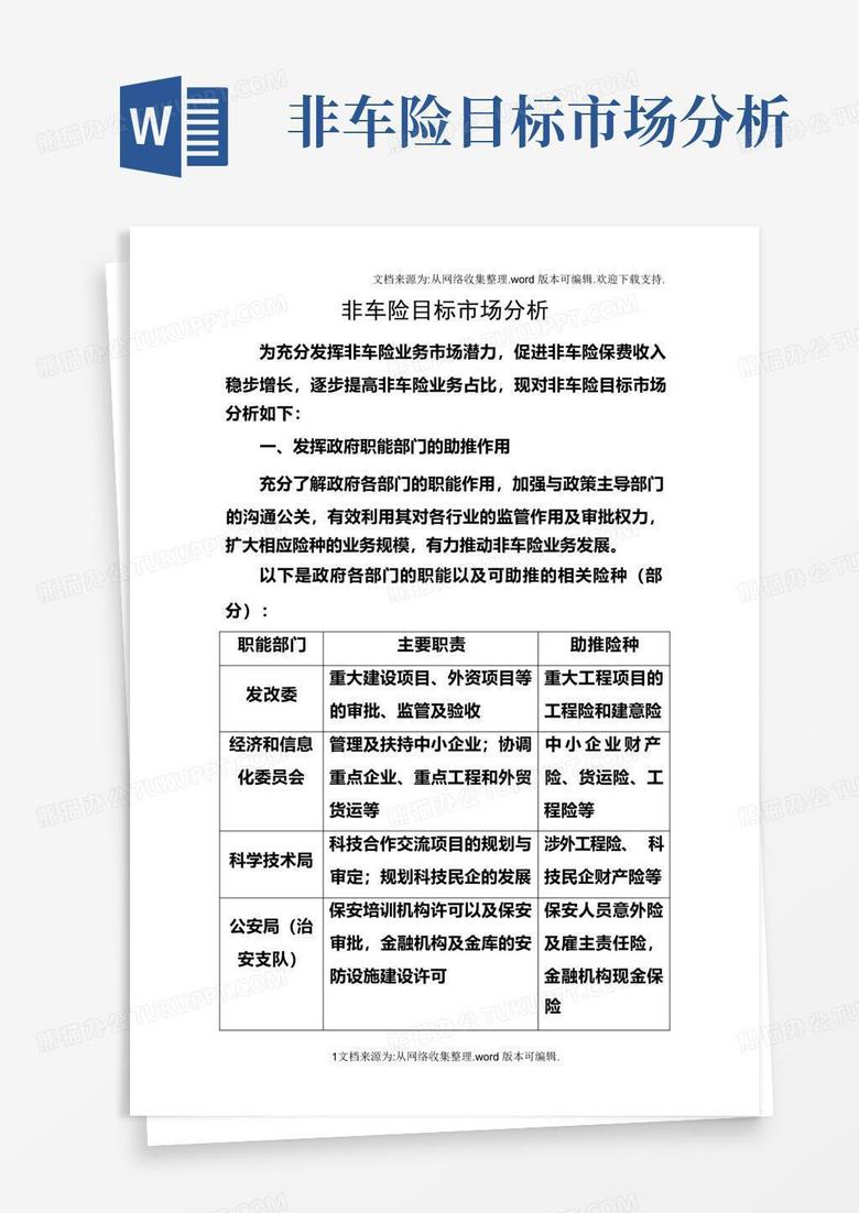 非车险目标市场分析word模板下载编号qxrvaaxk熊猫办公