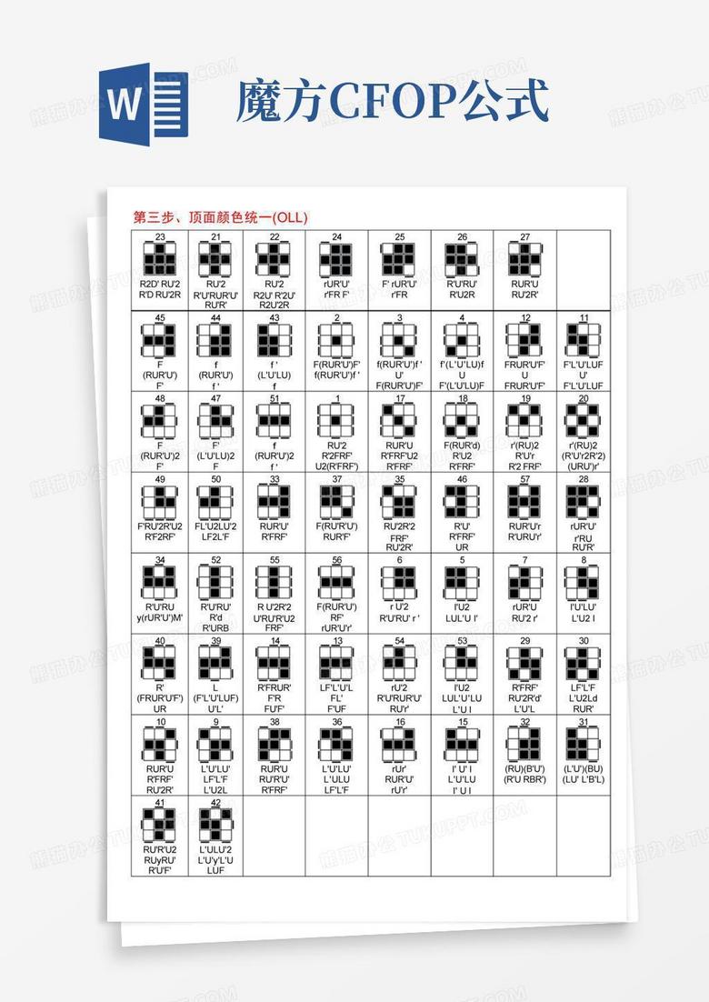 魔方cfop公式Word模板下载_编号qjadxaag_熊猫办公