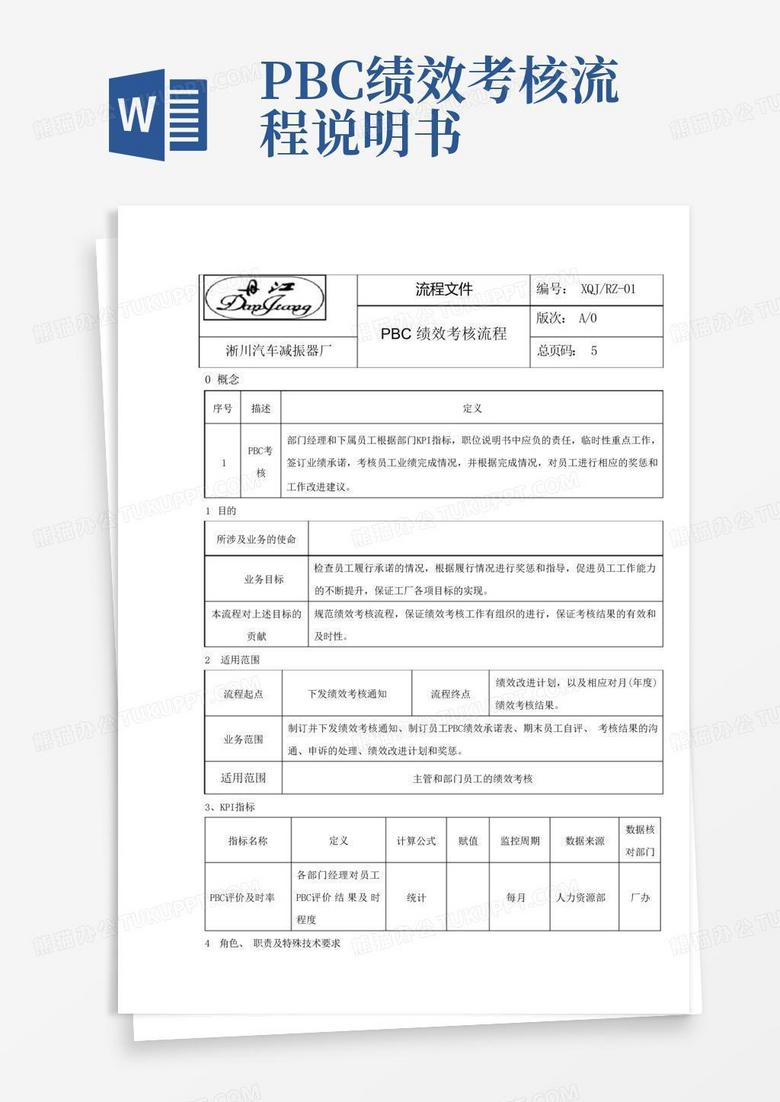 pbc绩效考核流程说明书Word模板下载_编号lmwddgkj_熊猫办公