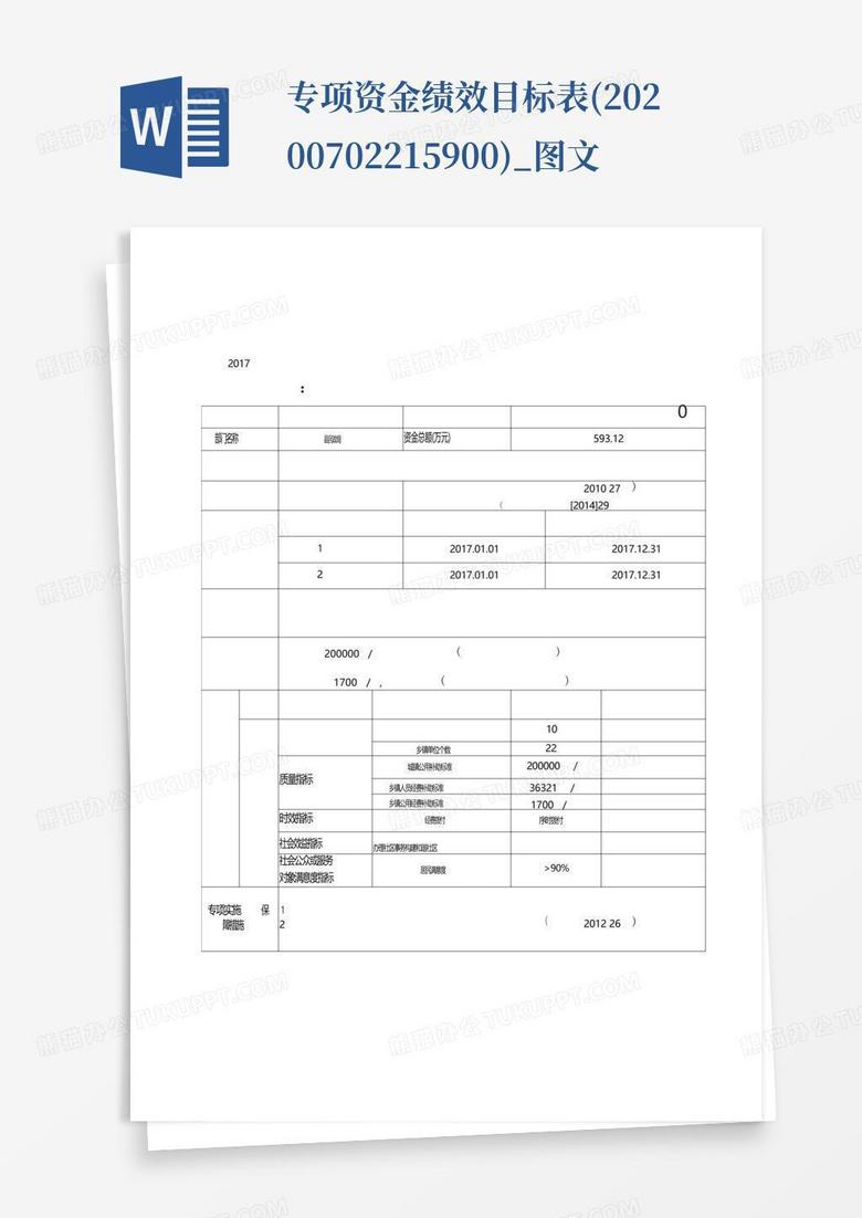 专项资金绩效目标表(20200702215900)_图文Word模板下载_编号lvambkbp_熊猫办公