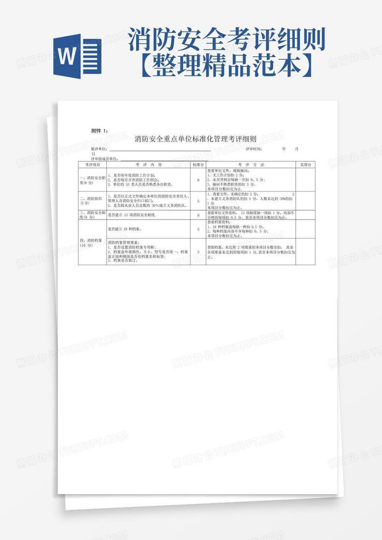 消防安全考评细则【整理精品范本】Word模板下载_编号qomkvmbr_熊猫办公