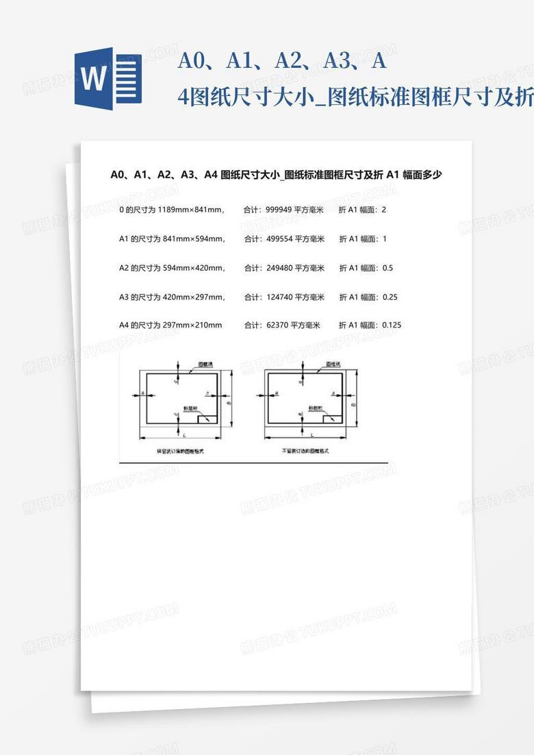 a0、a1、a2、a3、a4图纸尺寸大小_图纸标准图框尺寸及折a1幅面多少_...Word模板下载_编号qamxbvbr_熊猫办公
