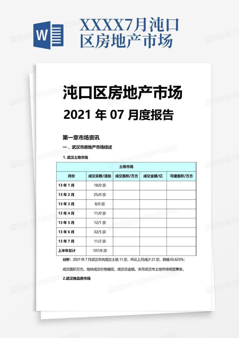 xxxx7月沌口区房地产市场Word模板下载_编号qpoazkkj_熊猫办公