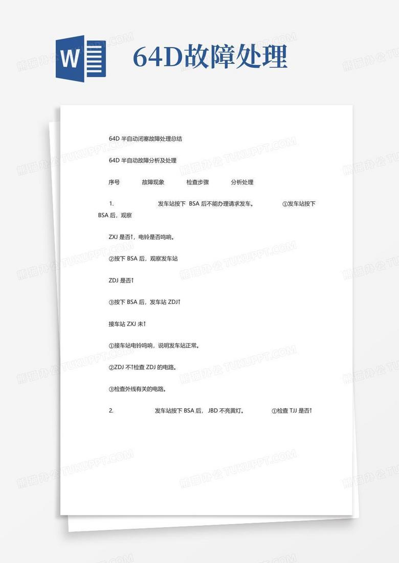 64d故障处理Word模板下载_编号lzerkarp_熊猫办公