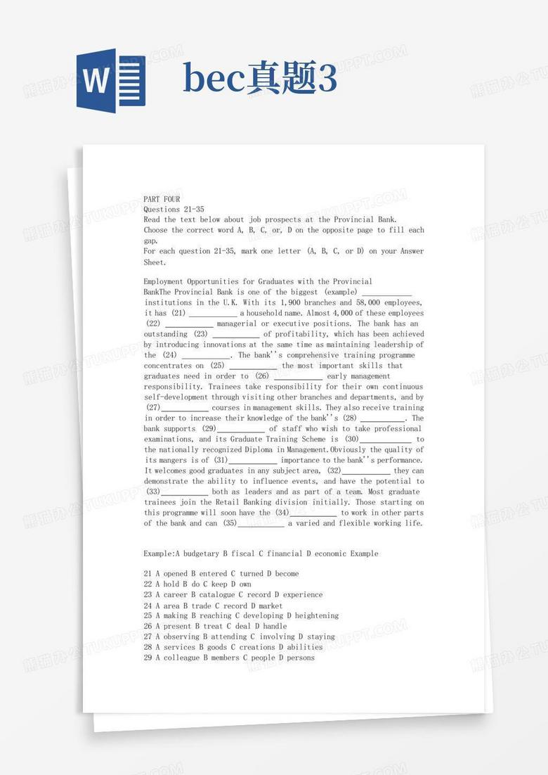 bec真题3Word模板下载_编号qdzexnnn_熊猫办公