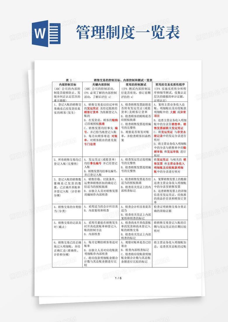 管理制度一览表word模板下载 编号lagrkdrx 熊猫办公