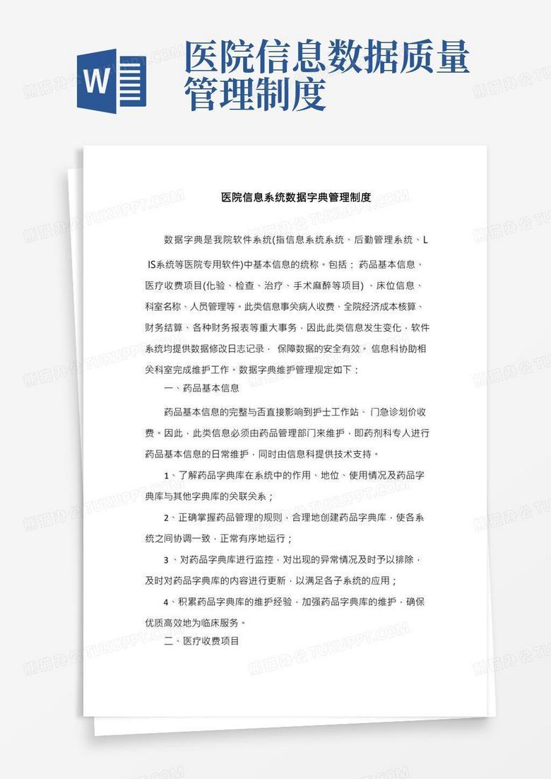 医院信息系统数据字典管理制度word模板下载编号lxnbemrb熊猫办公 0872