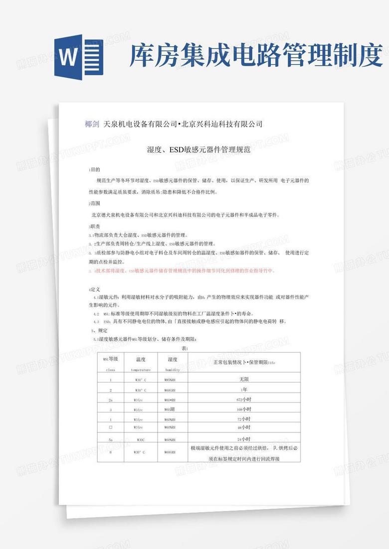 湿度、esd敏感元器件管理规范Word模板下载_编号qprmvrye_熊猫办公